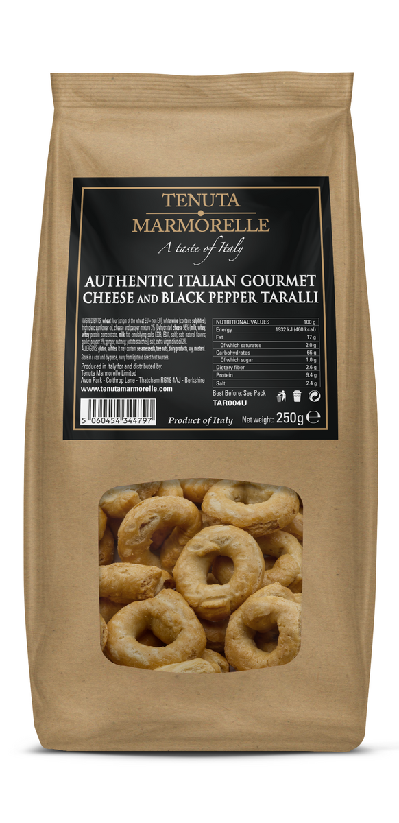 Authentic Italian Gourmet Cheese and Pepper Taralli 250g – Tenuta ...